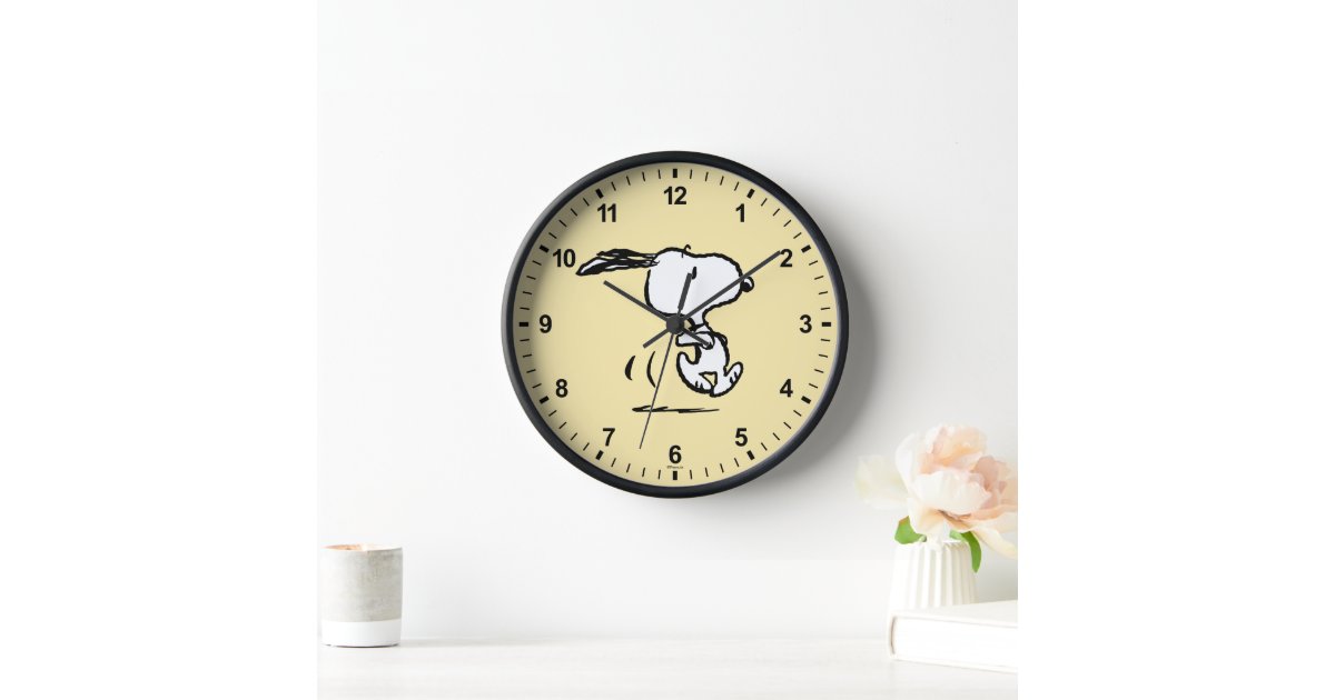 Peanuts | Snoopy Running Clock | Zazzle