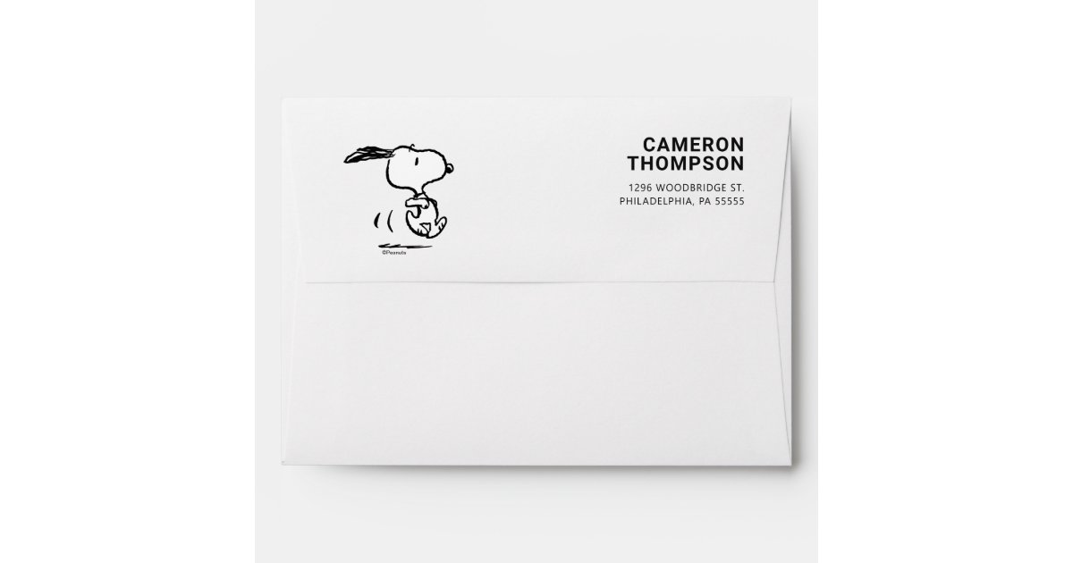 Peanuts | Snoopy Running Envelope | Zazzle