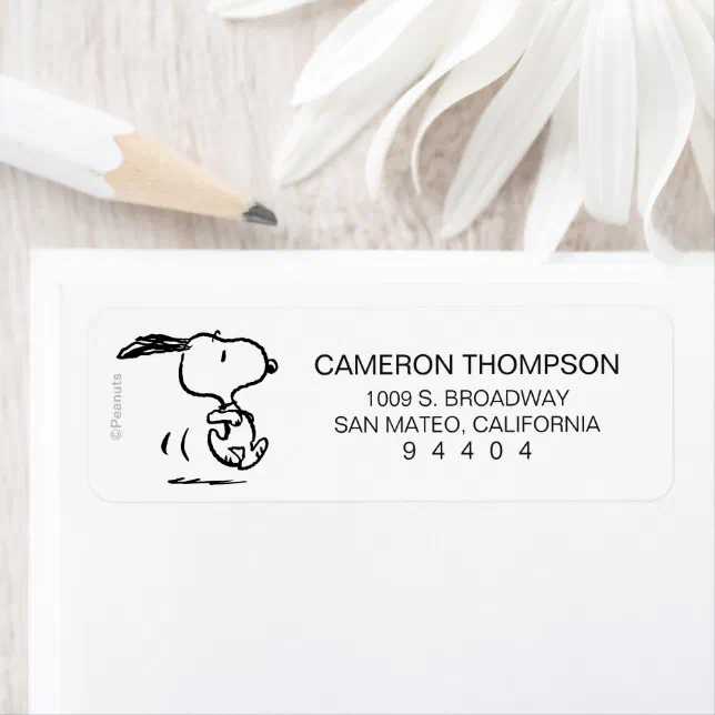 Peanuts | Snoopy Running Label | Zazzle