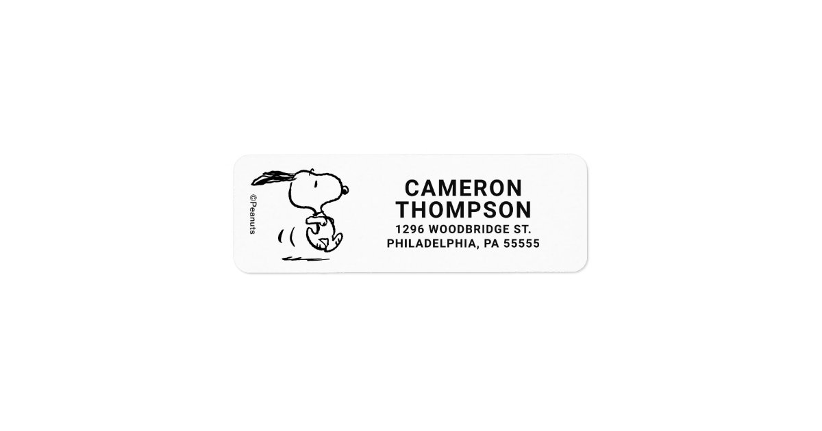 Peanuts | Snoopy Running Label | Zazzle