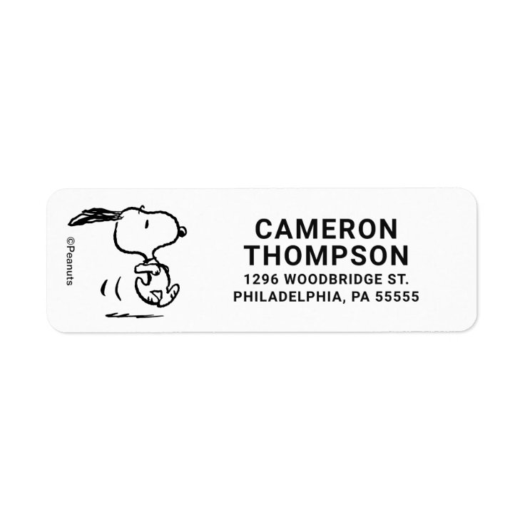 Peanuts | Snoopy Running Label | Zazzle