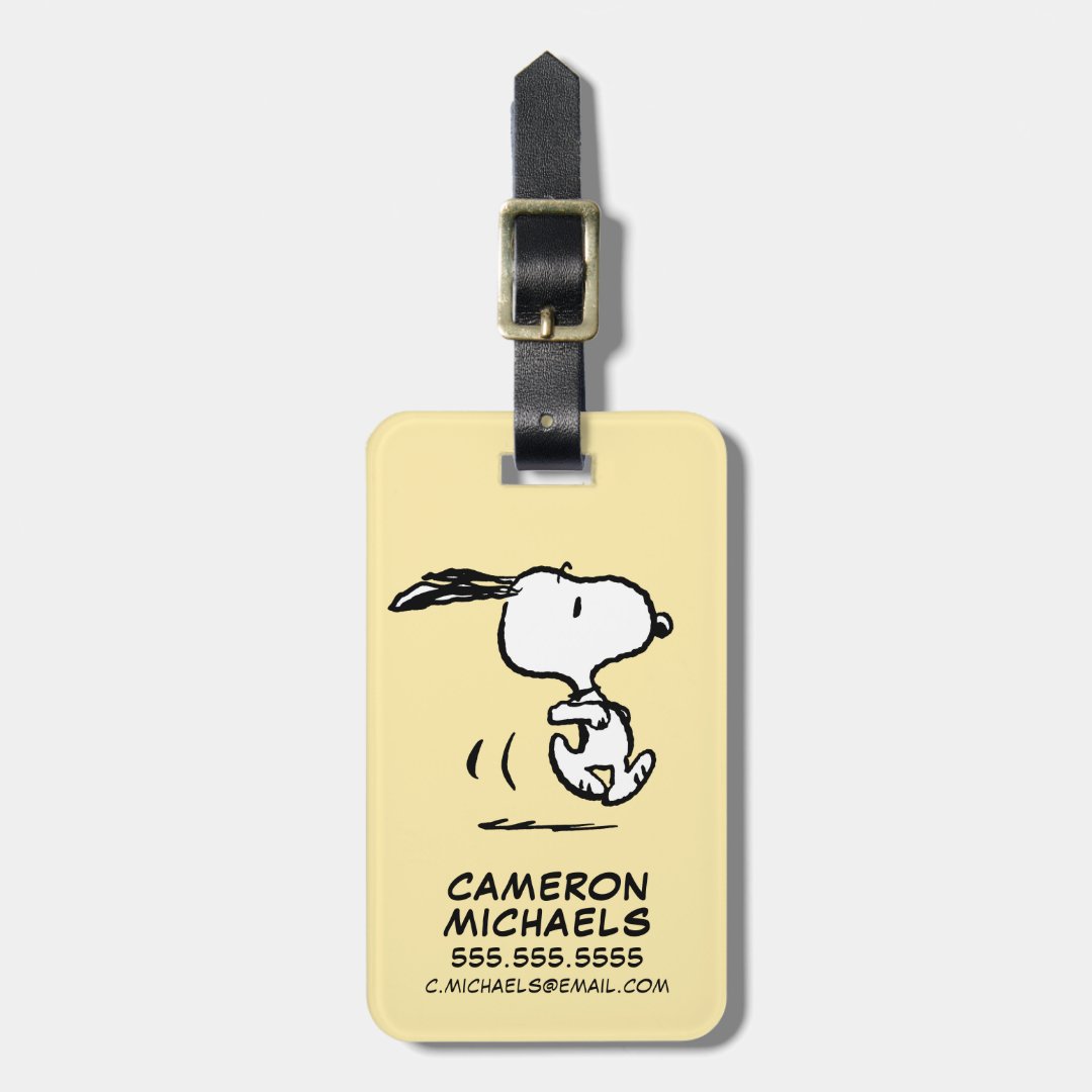 Peanuts | Snoopy Running Luggage Tag | Zazzle