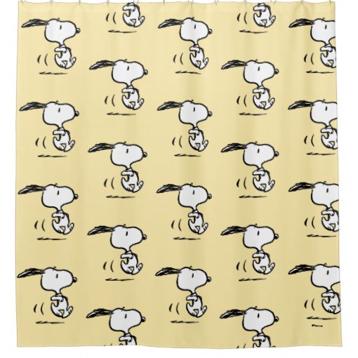 Peanuts | Snoopy Running Shower Curtain | Zazzle