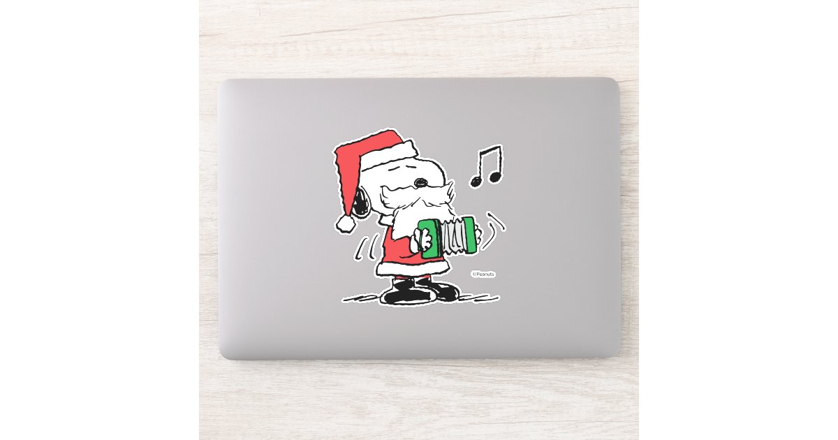 Peanuts | Snoopy Santa Claus Accordian Sticker | Zazzle