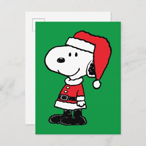 Peanuts | Snoopy Santa Claus Holiday Postcard | Zazzle