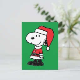 Peanuts | Snoopy Santa Claus Holiday Postcard | Zazzle
