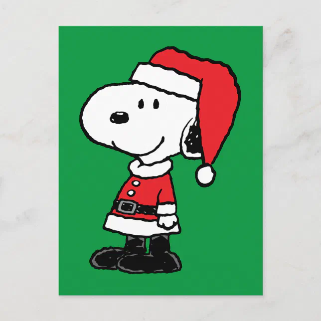 Peanuts | Snoopy Santa Claus Holiday Postcard | Zazzle