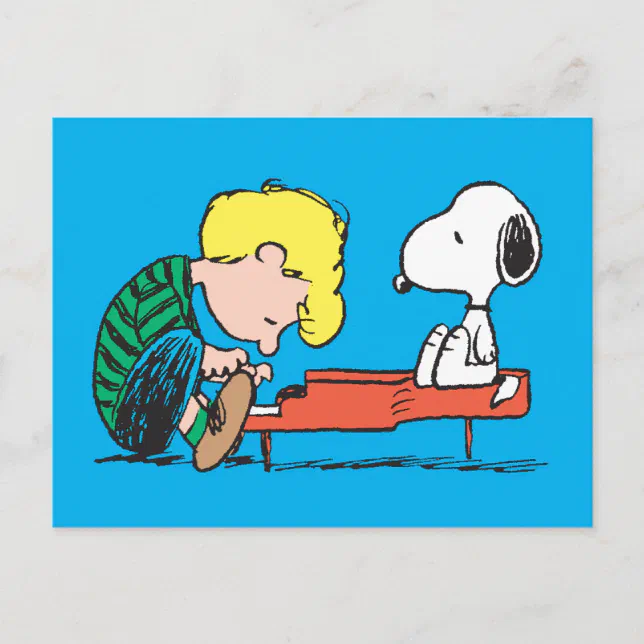Peanuts | Snoopy & Schroeder at the Piano Postcard | Zazzle