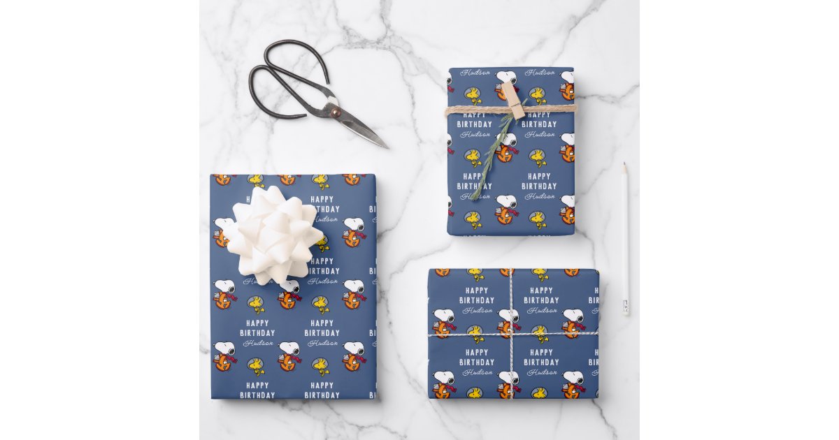 Peanuts | Snoopy Space Birthday Wrapping Paper Sheets | Zazzle