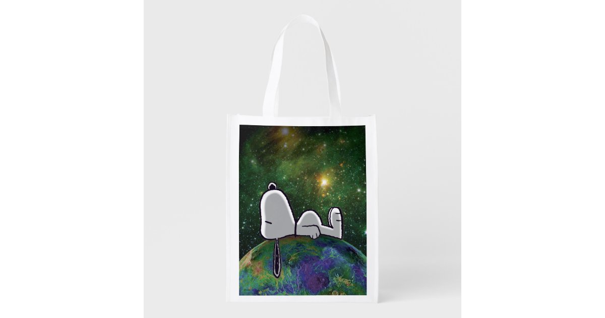 Peanuts | Snoopy Spaced Out Grocery Bag | Zazzle