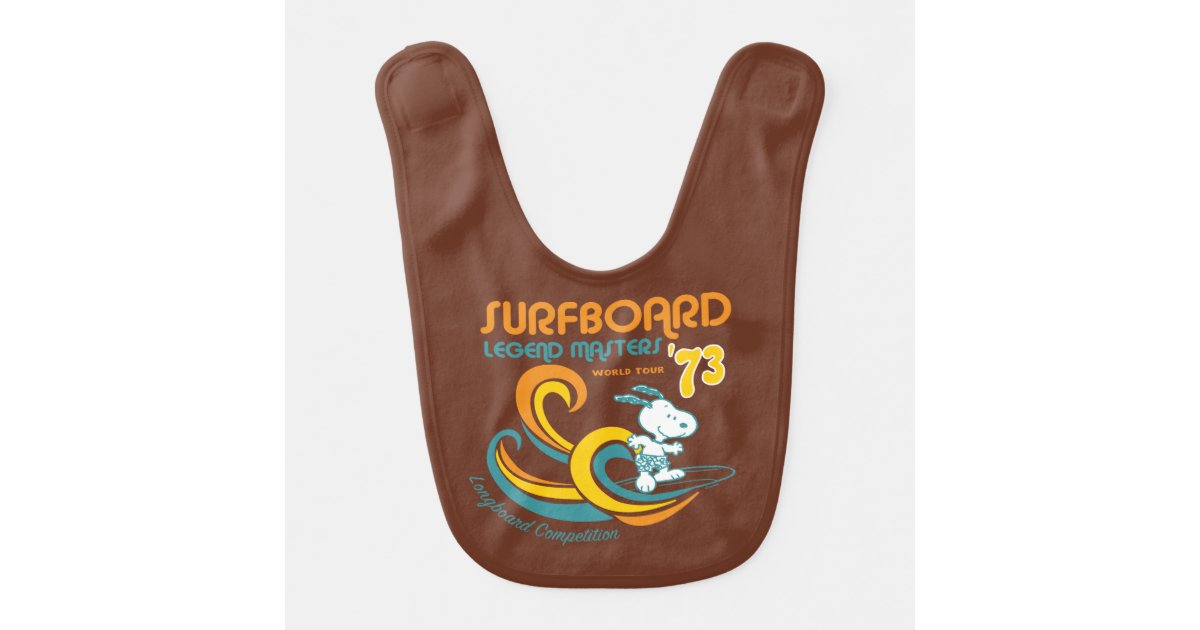 Peanuts | Snoopy Surfboard Longboard Competition Baby Bib | Zazzle