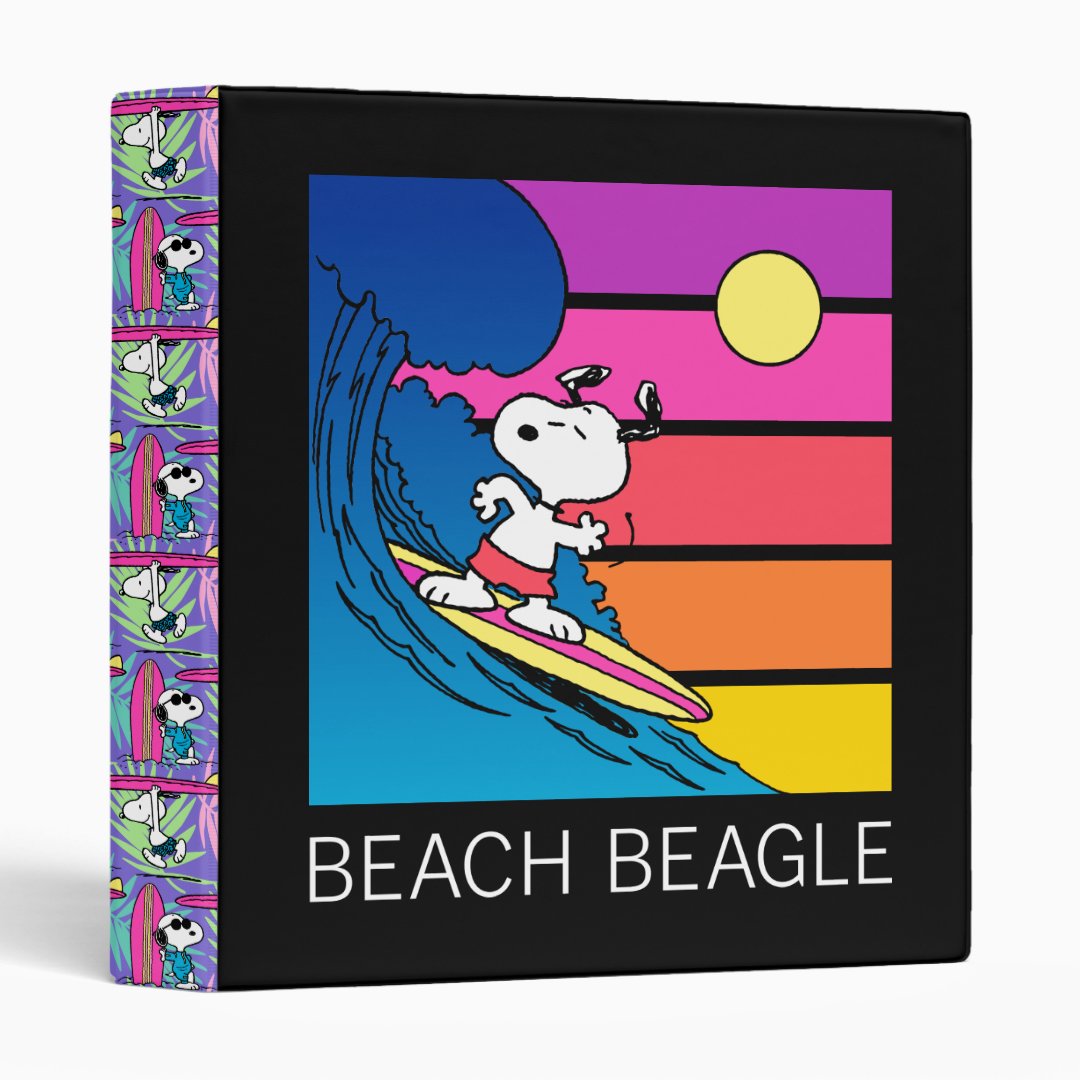Peanuts | Snoopy Surfing 3 Ring Binder | Zazzle