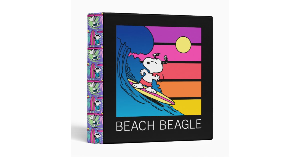Peanuts | Snoopy Surfing 3 Ring Binder | Zazzle