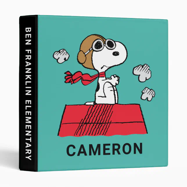 Peanuts | Snoopy the Flying Ace 3 Ring Binder | Zazzle