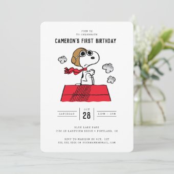 Peanuts | Snoopy the Flying Ace Birthday Invitation | Zazzle