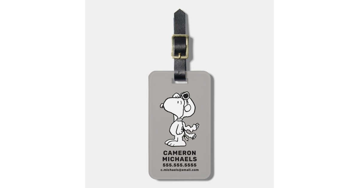 Peanuts | Snoopy the Flying Ace BW Luggage Tag | Zazzle