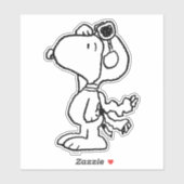 Peanuts | Snoopy the Flying Ace BW Sticker | Zazzle