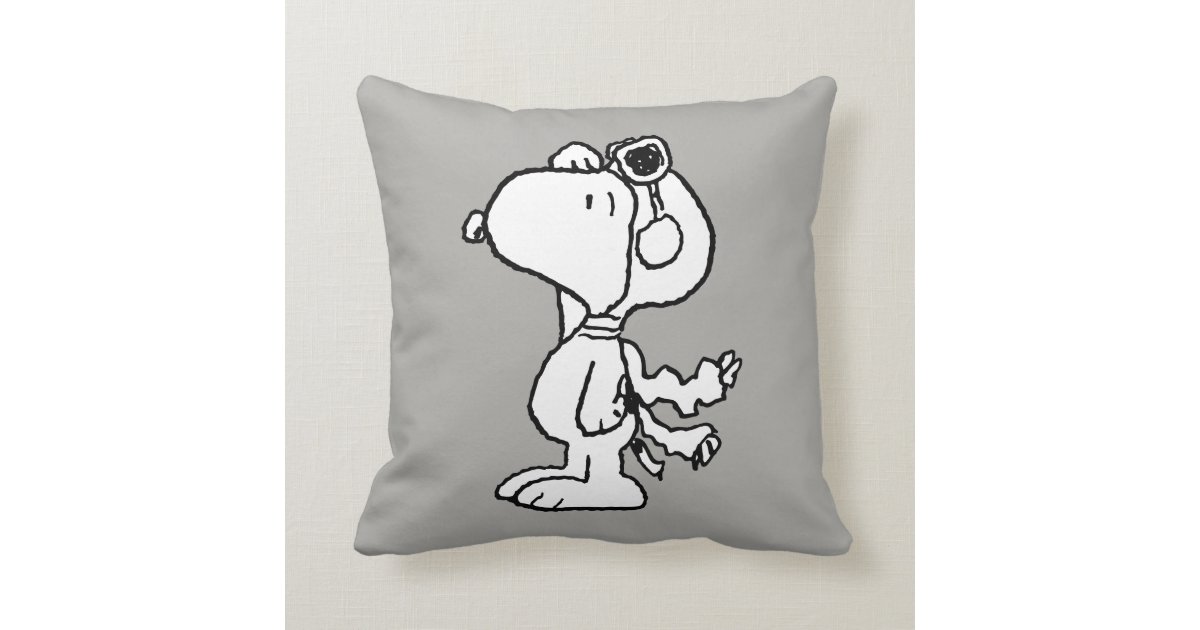 Peanuts | Snoopy the Flying Ace BW Throw Pillow | Zazzle.com