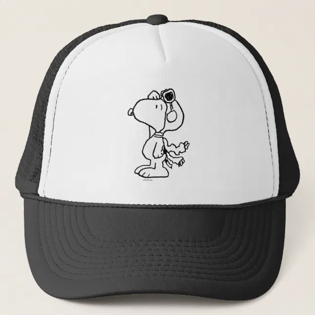 Peanuts | Snoopy the Flying Ace BW Trucker Hat | Zazzle