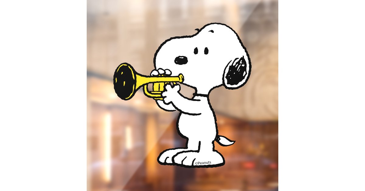 Peanuts | Snoopy Trumpet Player Window Cling | Zazzle