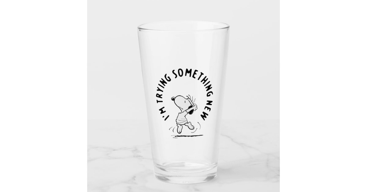 Peanuts | Snoopy Trying Something New Glass | Zazzle