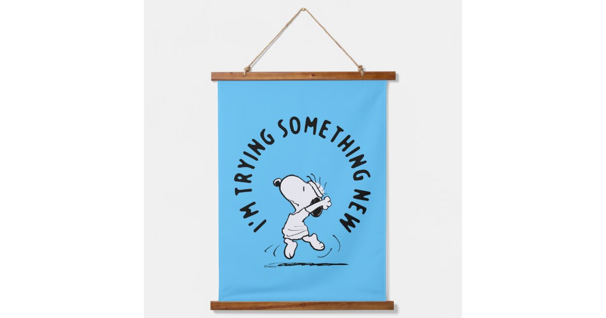 Peanuts | Snoopy Trying Something New Hanging Tapestry | Zazzle