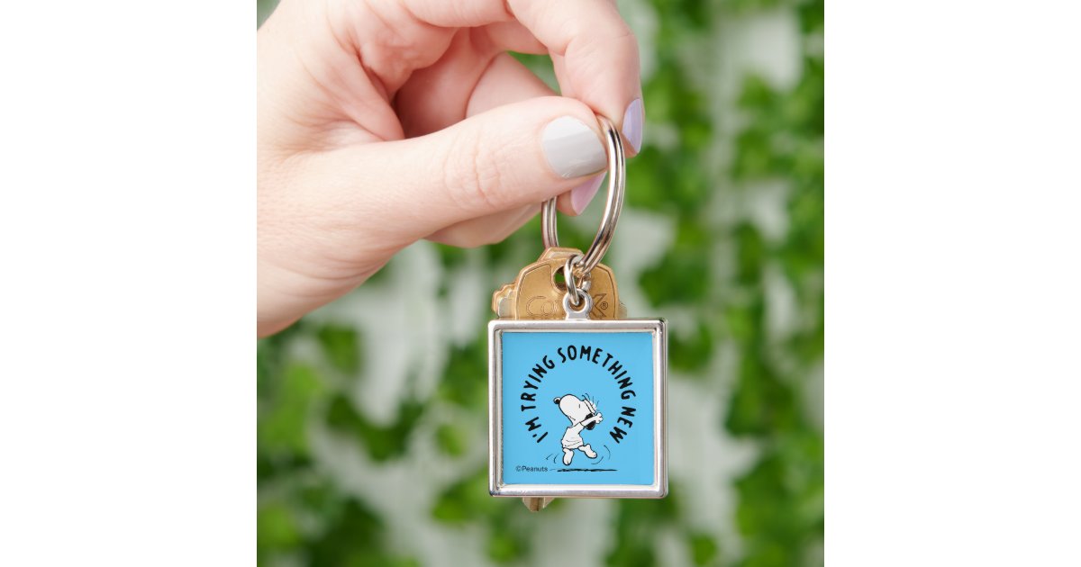 Peanuts | Snoopy Trying Something New Keychain | Zazzle