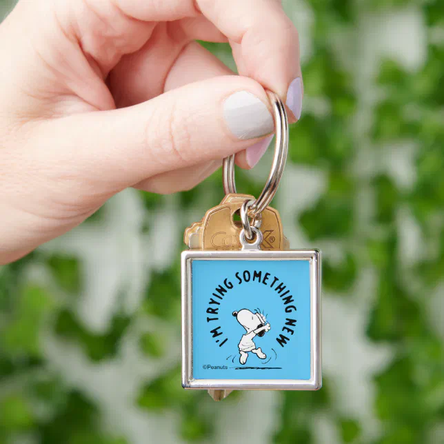 Peanuts | Snoopy Trying Something New Keychain | Zazzle