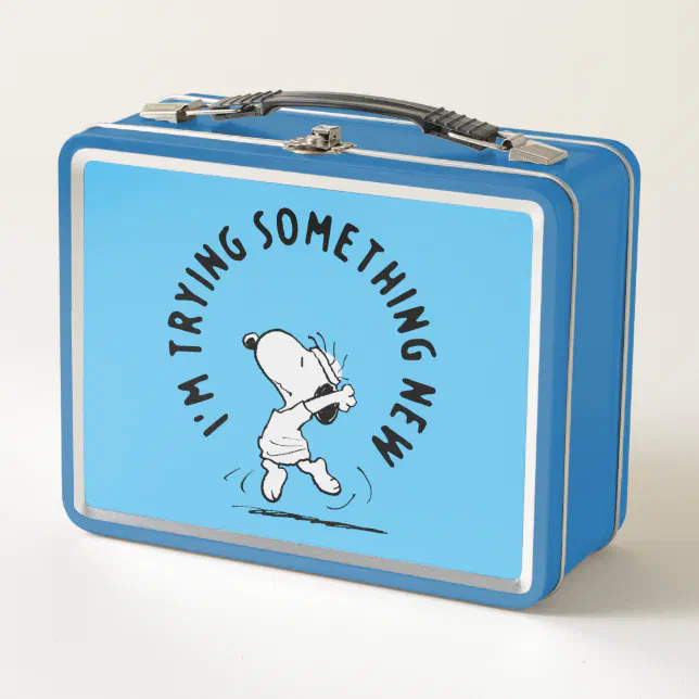 Peanuts | Snoopy Trying Something New Metal Lunch Box | Zazzle
