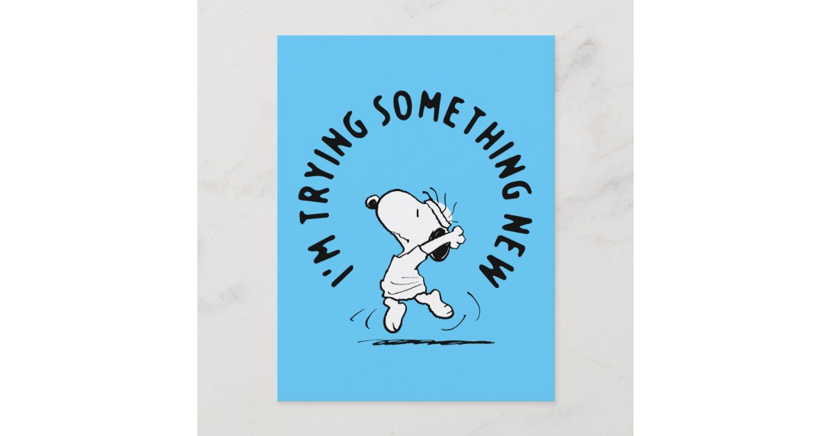 Peanuts | Snoopy Trying Something New Postcard | Zazzle