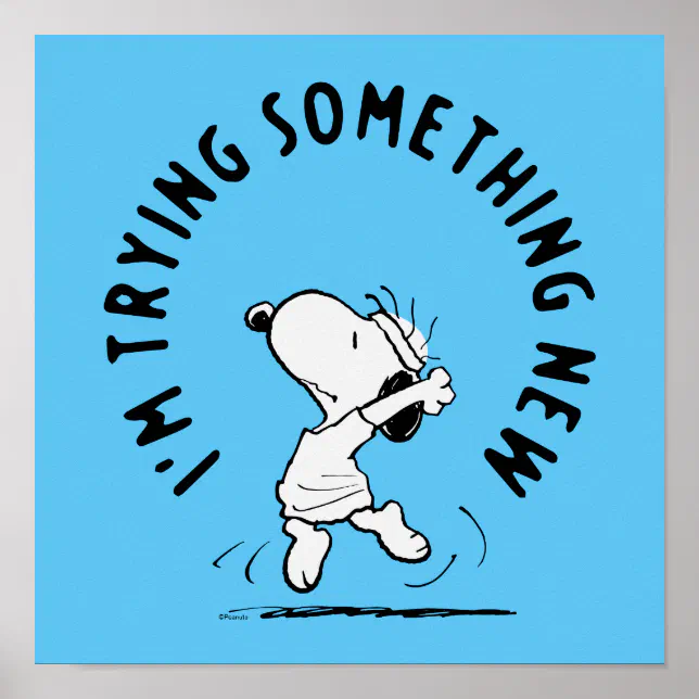 Peanuts | Snoopy Trying Something New Poster | Zazzle