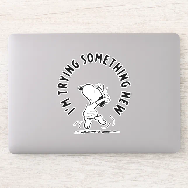 Peanuts | Snoopy Trying Something New Sticker | Zazzle