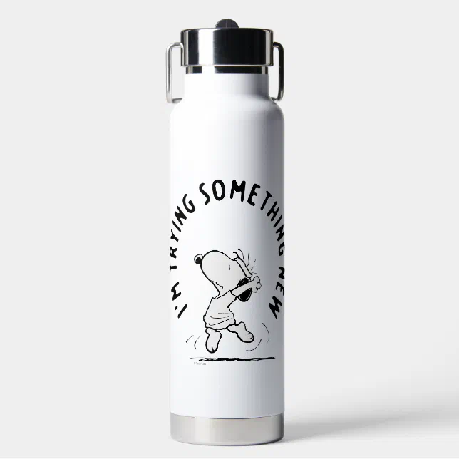 Peanuts | Snoopy Trying Something New Water Bottle | Zazzle