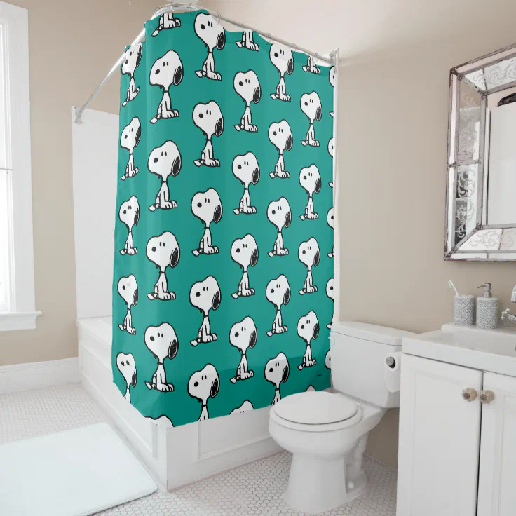Peanuts | Snoopy Turns Shower Curtain | Zazzle