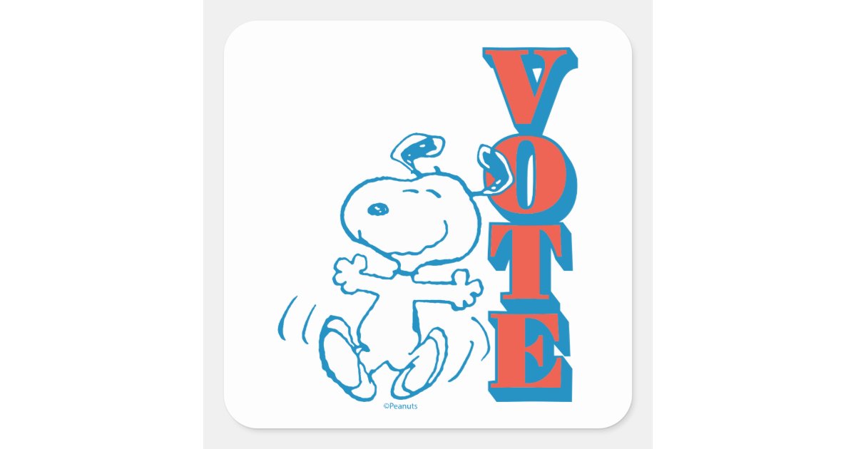 Peanuts | Snoopy - Vote Square Sticker | Zazzle