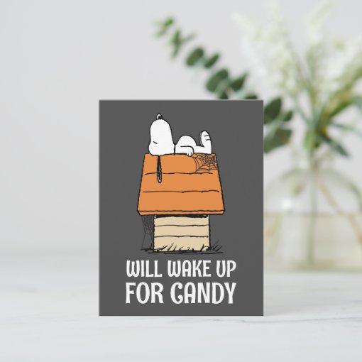 Peanuts | Snoopy Will Wake Up For Candy Postcard | Zazzle