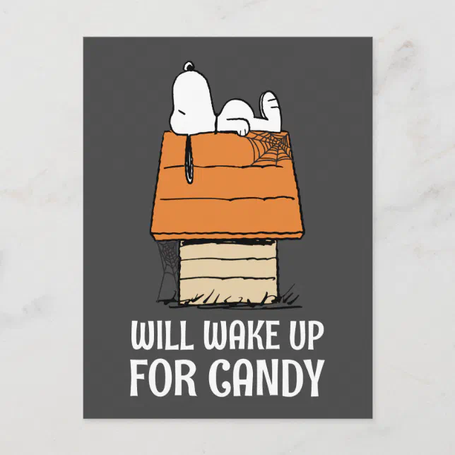 Peanuts | Snoopy Will Wake Up For Candy Postcard | Zazzle