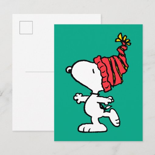 Peanuts | Snoopy Winter Beanie Cap Postcard | Zazzle