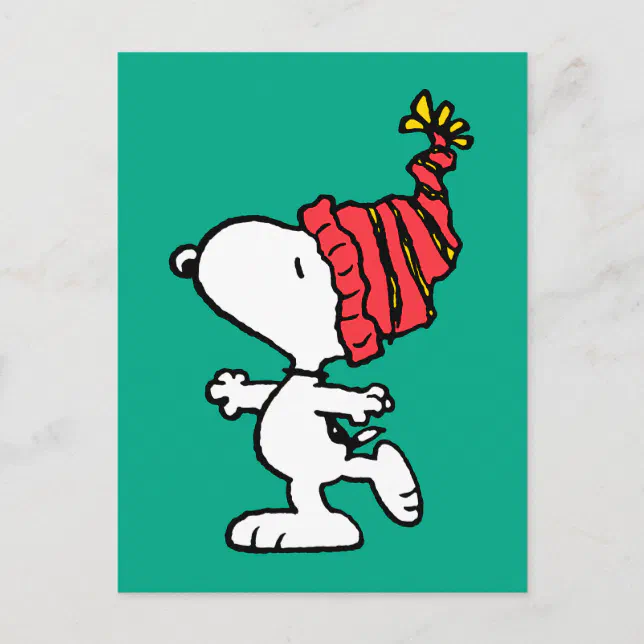 Peanuts | Snoopy Winter Beanie Cap Postcard | Zazzle
