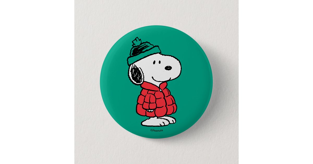 Peanuts | Snoopy Winter Coat & Hat Button | Zazzle