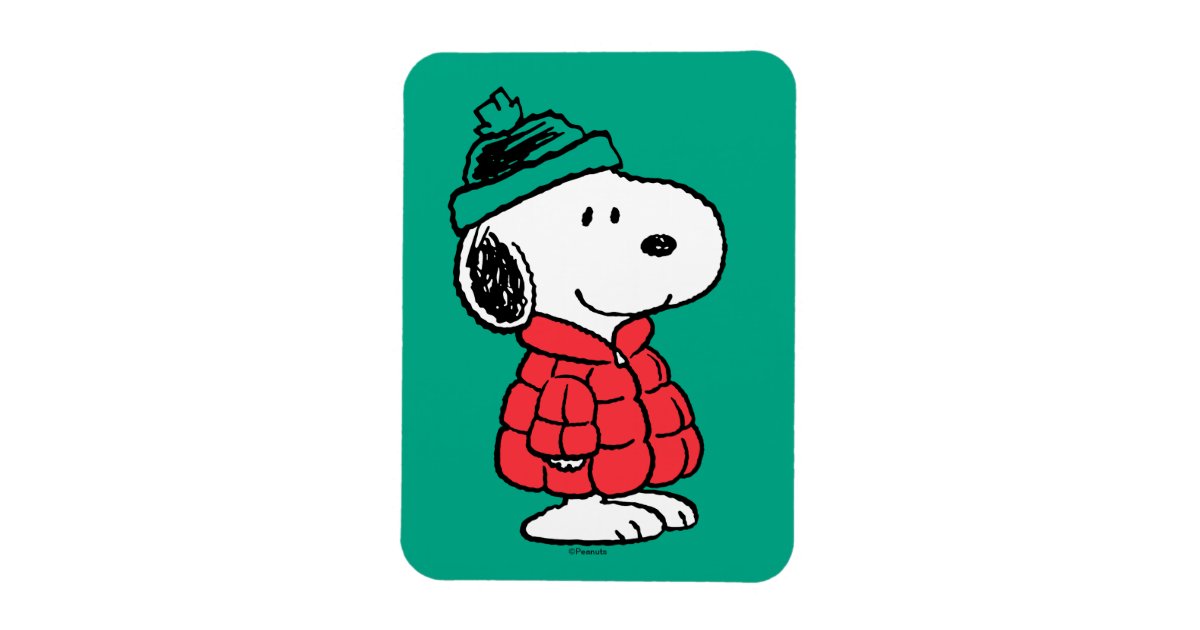 Peanuts | Snoopy Winter Coat & Hat Magnet | Zazzle
