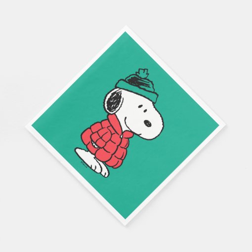 Peanuts | Snoopy Winter Coat & Hat Napkins | Zazzle