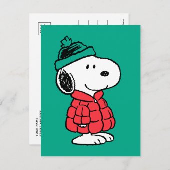 Peanuts | Snoopy Winter Coat & Hat Postcard | Zazzle