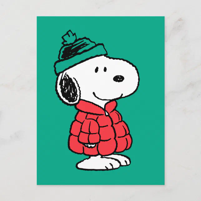 Peanuts | Snoopy Winter Coat & Hat Postcard | Zazzle