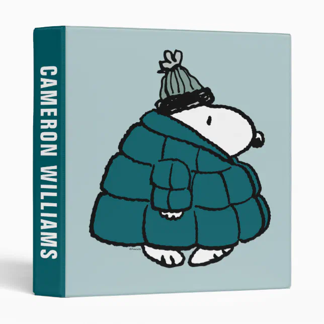 Peanuts | Snoopy Winter Puffer Jacket 3 Ring Binder | Zazzle