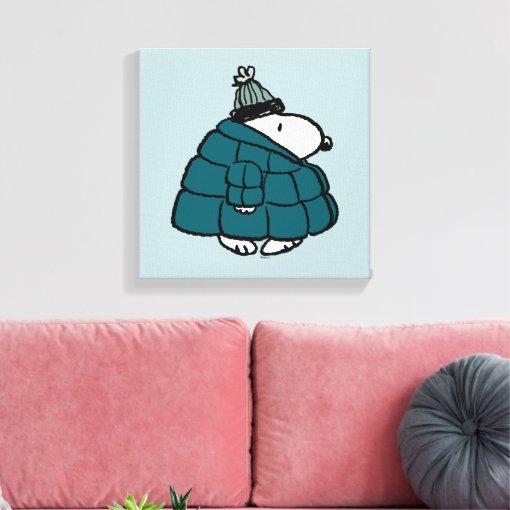 Peanuts | Snoopy Winter Puffer Jacket Canvas Print | Zazzle