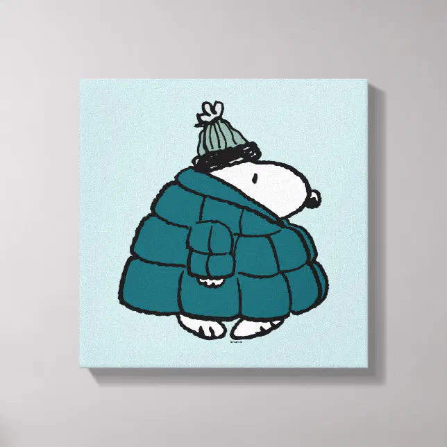 Peanuts | Snoopy Winter Puffer Jacket Canvas Print | Zazzle