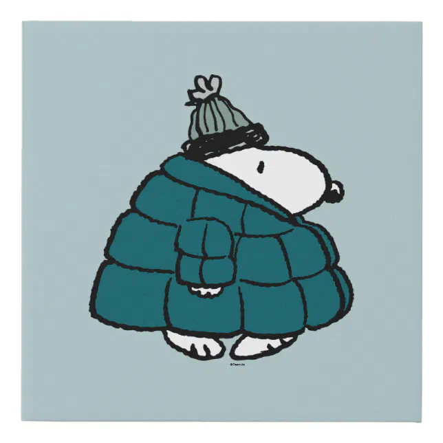Peanuts | Snoopy Winter Puffer Jacket Faux Canvas Print | Zazzle
