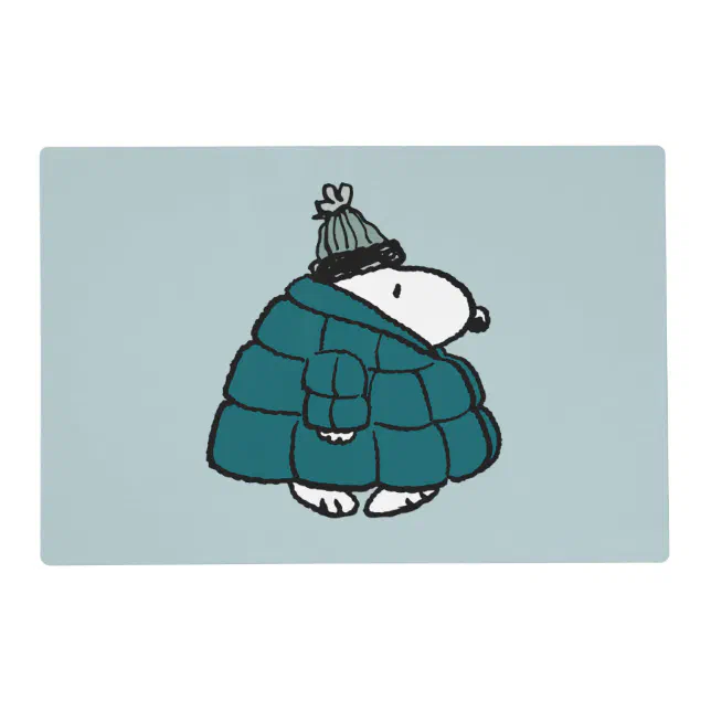 Peanuts | Snoopy Winter Puffer Jacket Placemat | Zazzle