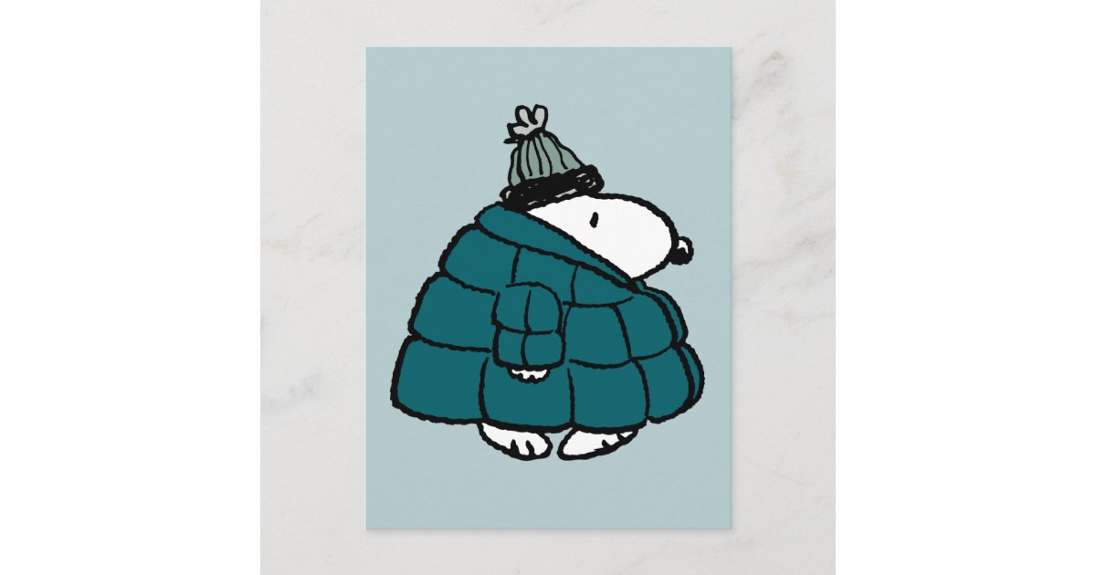 Peanuts | Snoopy Winter Puffer Jacket Postcard | Zazzle